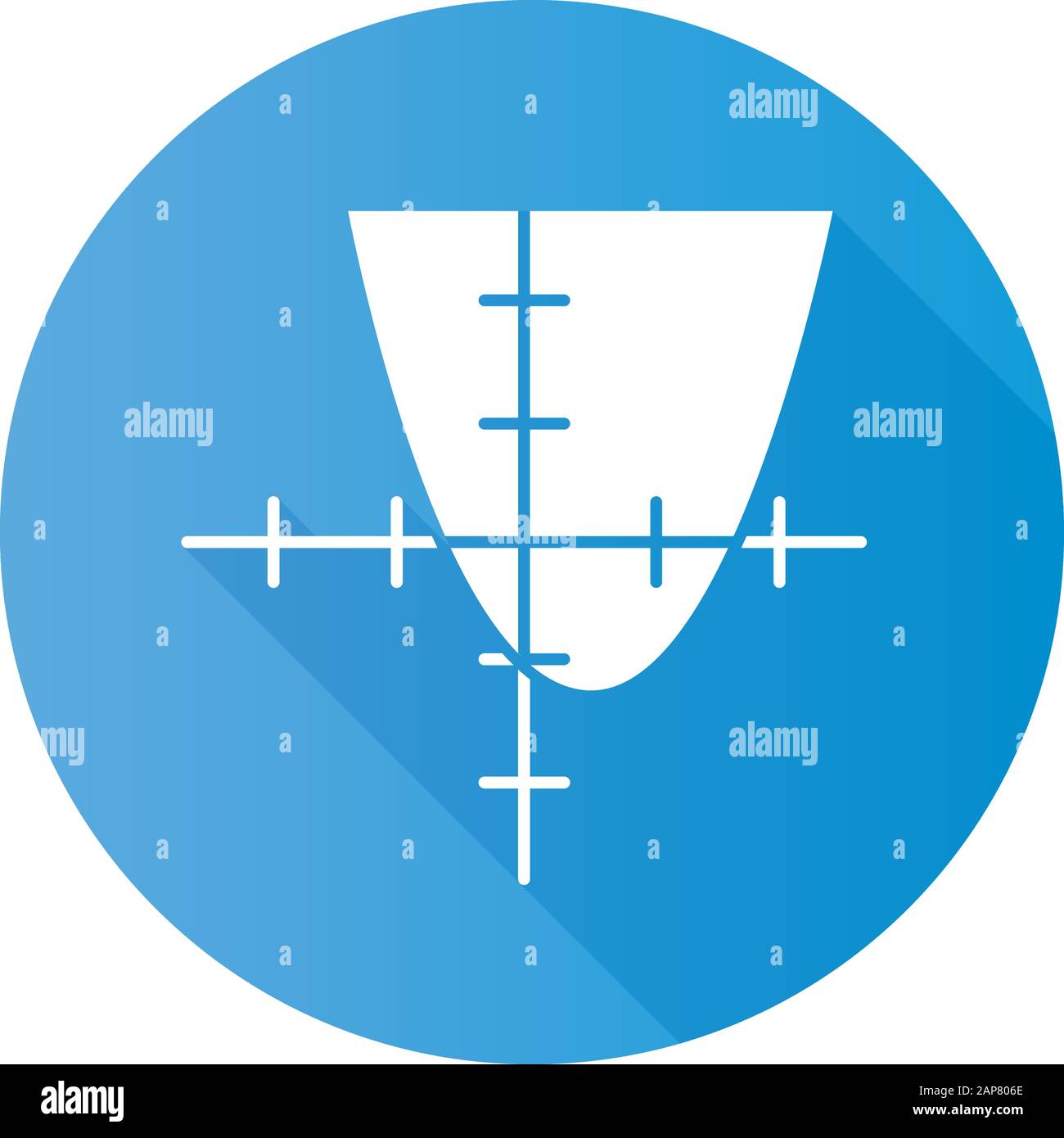 Function Graph Blue Flat Design Long Shadow Glyph Icon Curve Chart With Increasing Section And