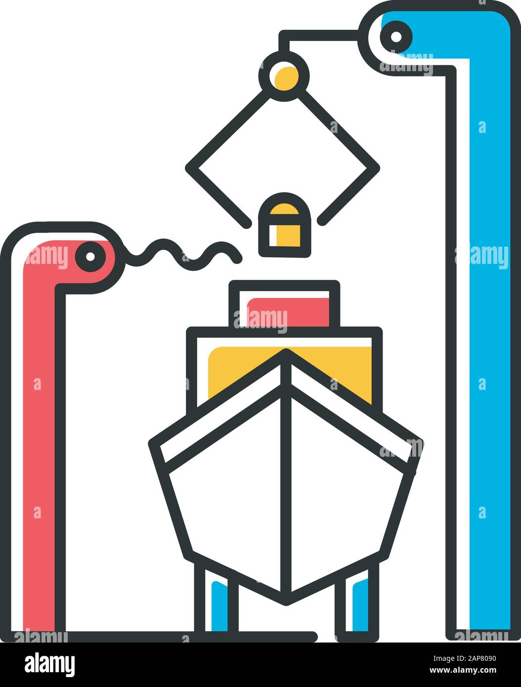 Shipbuilding industry color icon. Boat mechanical maintenance. Ship ...