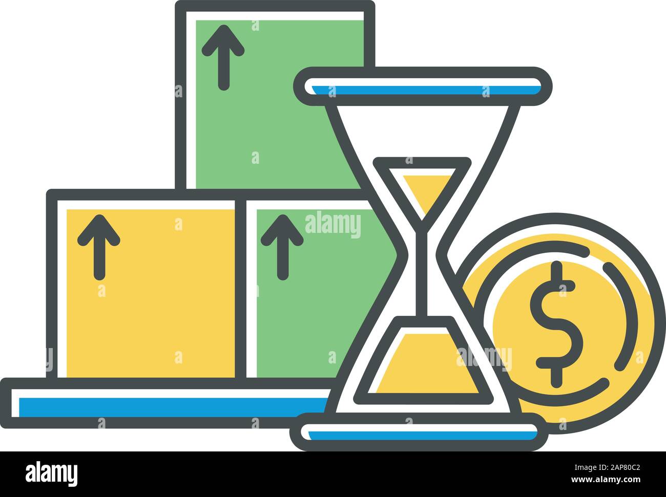 Budget increase graph color icon. Rising interest rate with time. Smart ...