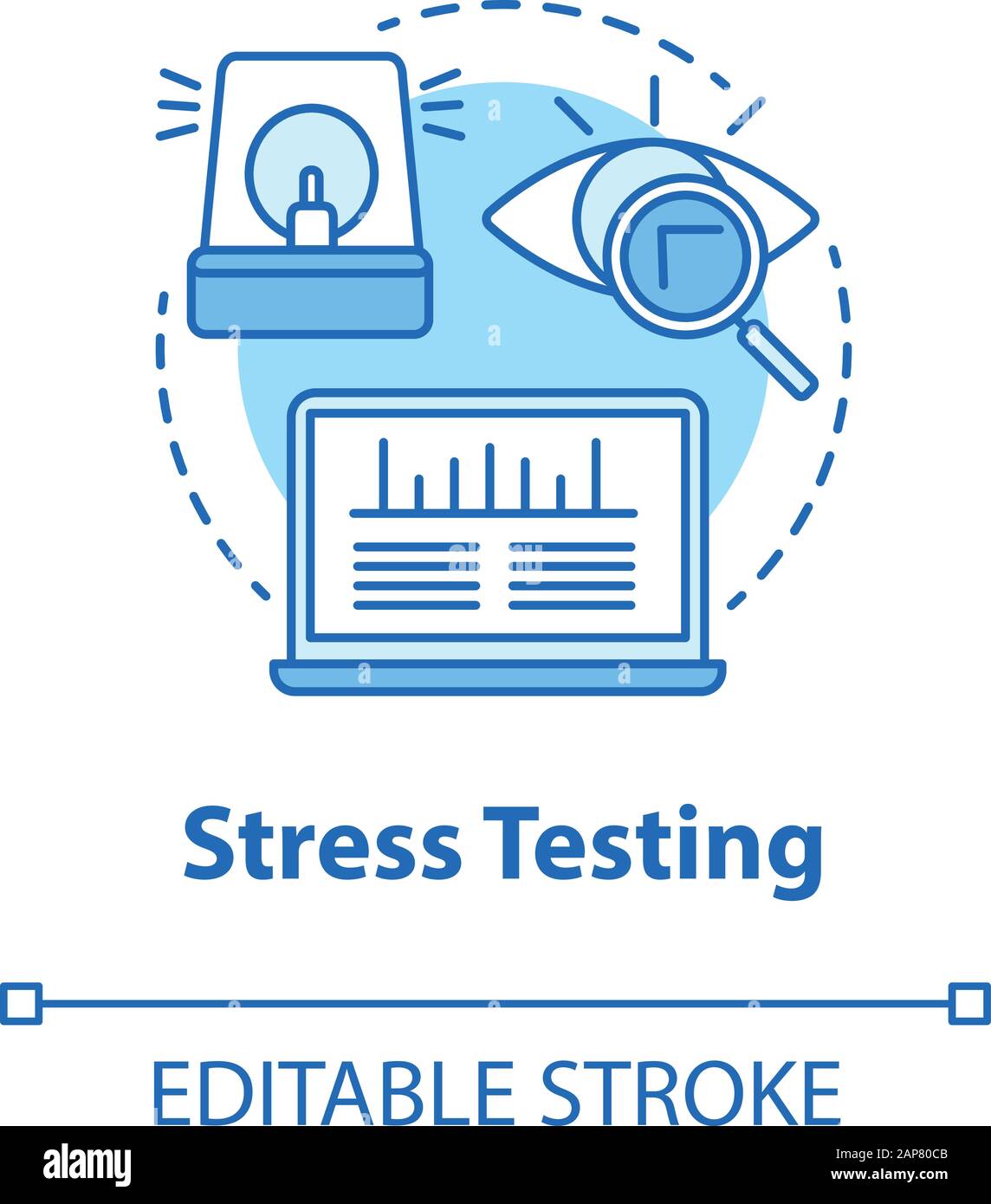 Stress testing turquoise concept icon. Software development stage idea ...
