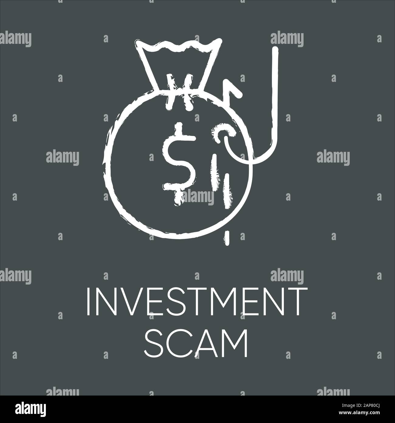 Investment scam chalk icon. Ponzi, pyramid scheme. Financial fraud ...