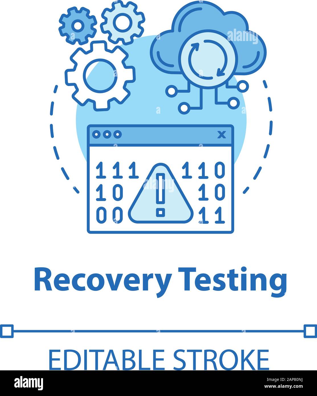 Recovery testing turquoise concept icon. Software development idea thin ...