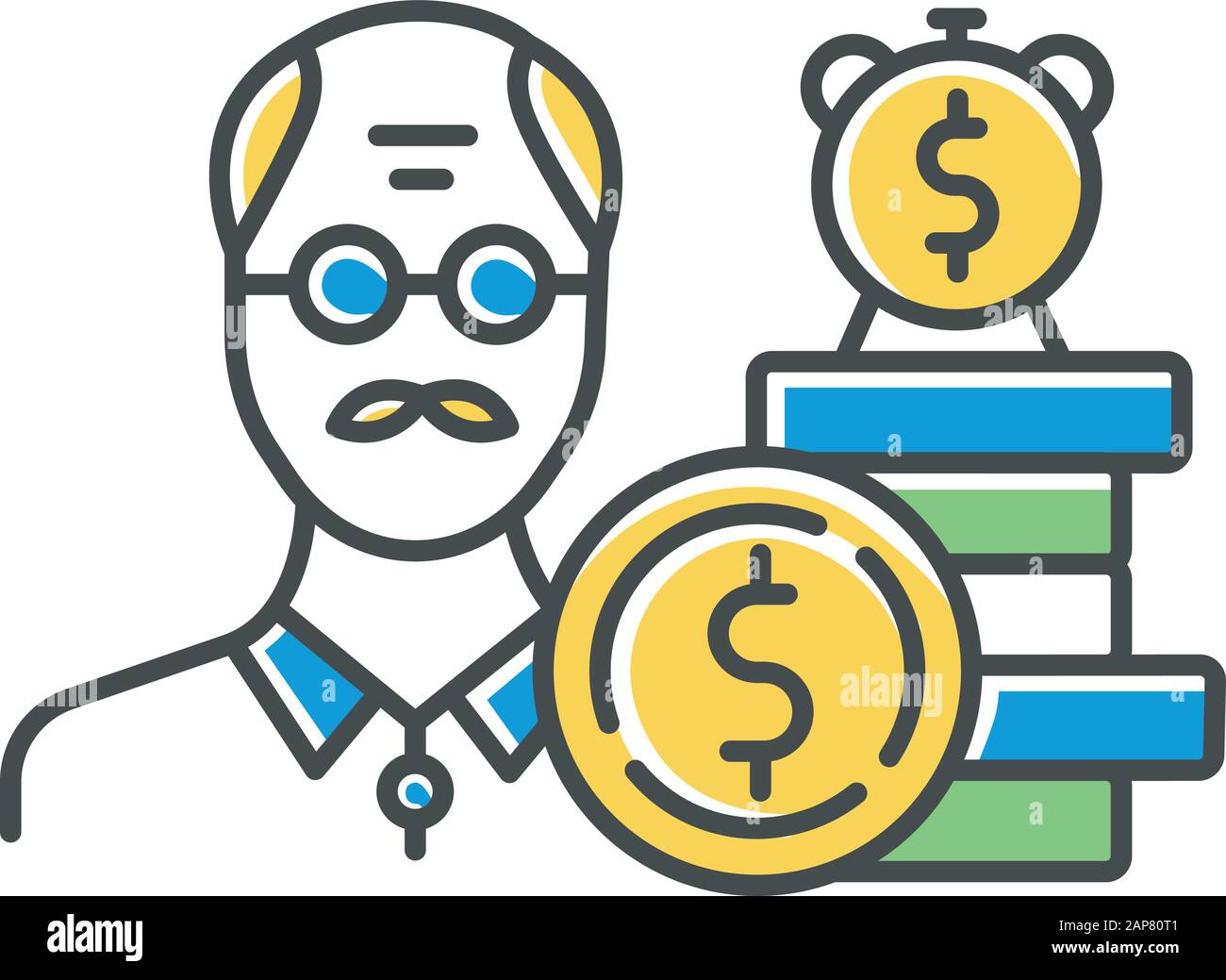 Borrowing from retirement color icon. Make investment in pension budget ...
