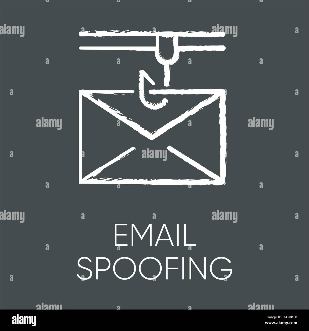 Email spoofing chalk icon. Illegitimate business. Forged sender. Online ...