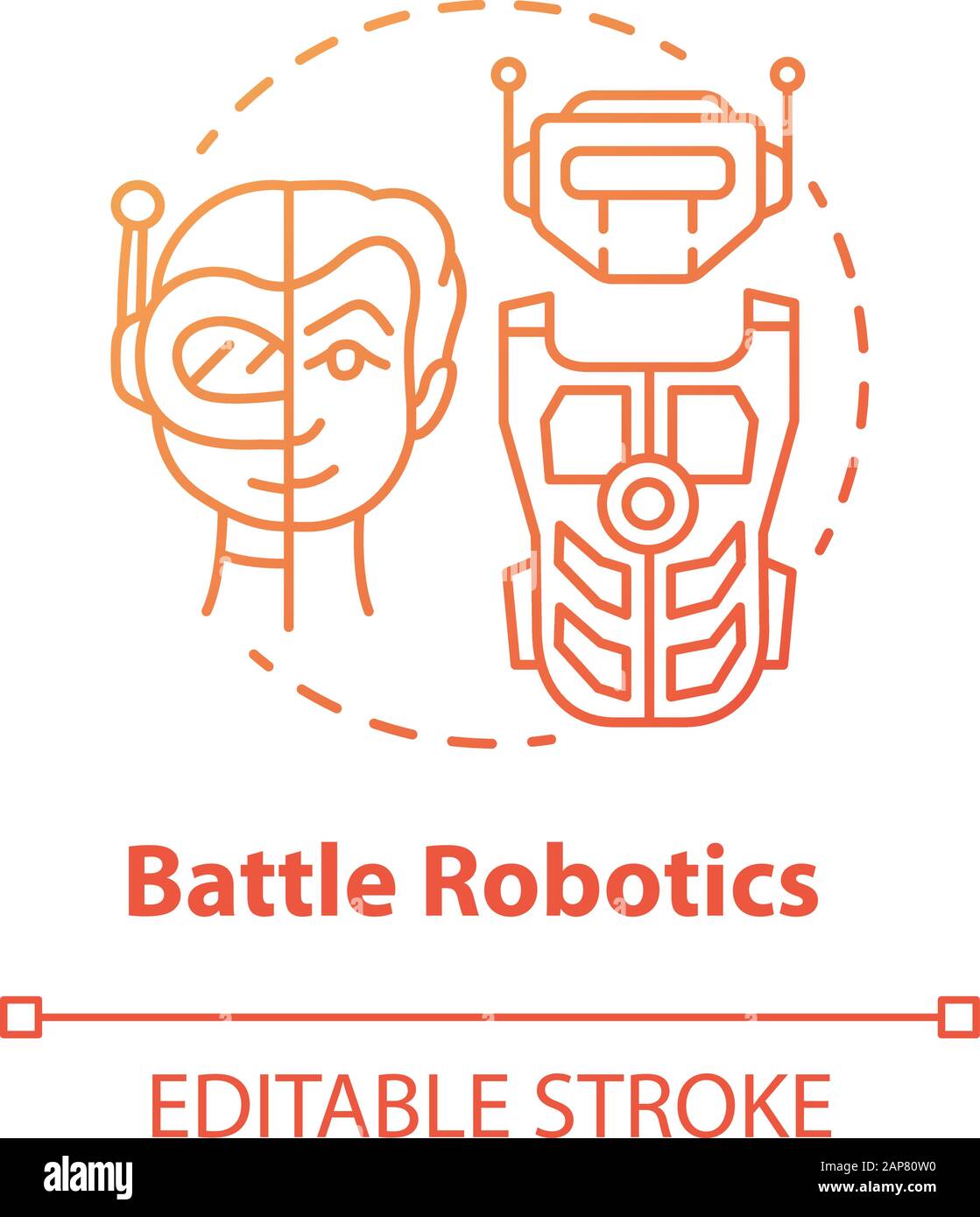 Battle robotics red concept icon. Transformers idea thin line ...