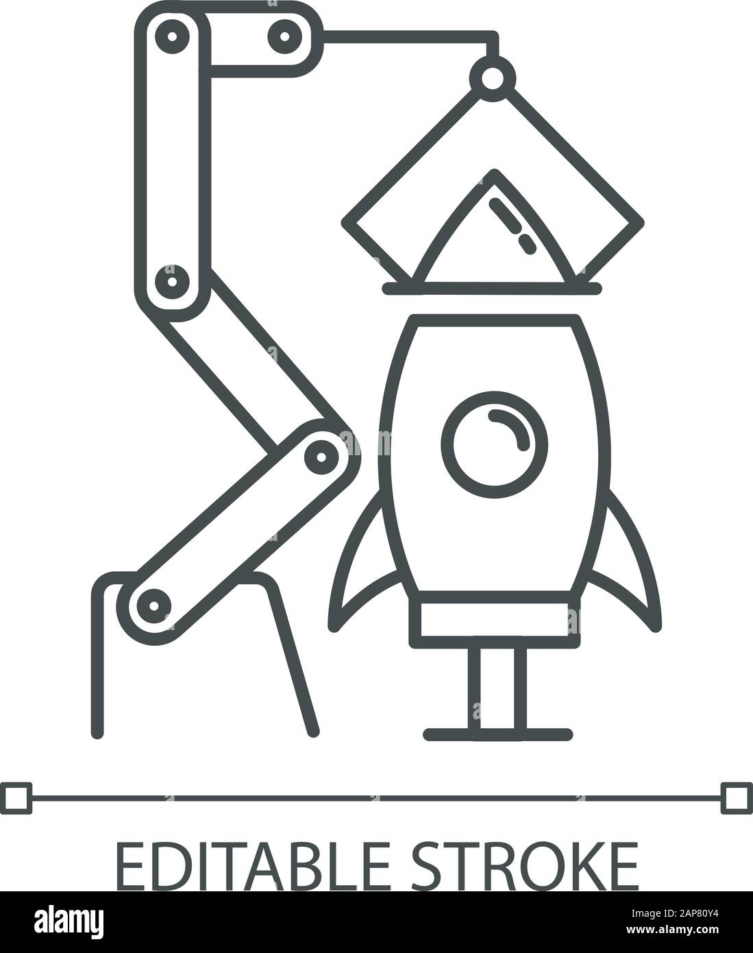 Aerospace industry linear icon. Aviation sector. Aircraft manufacturing ...