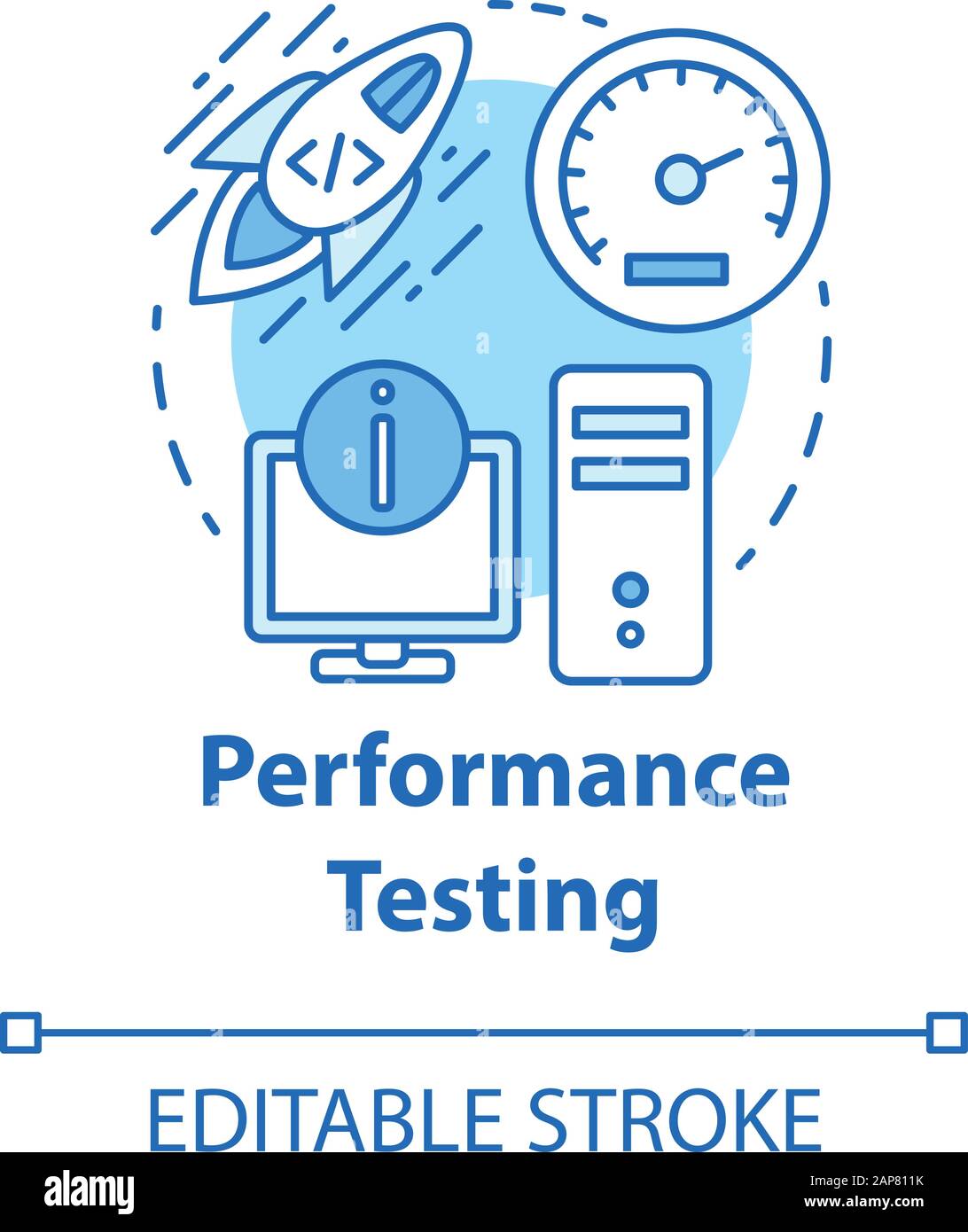 Perfomance testing turquoise concept icon. Software development idea ...
