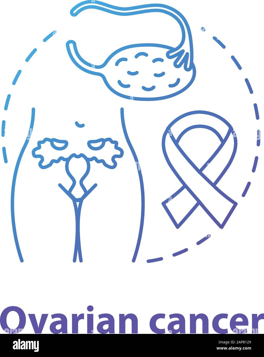 Ovarian cancer blue gradient concept icon. Oncological disease idea ...