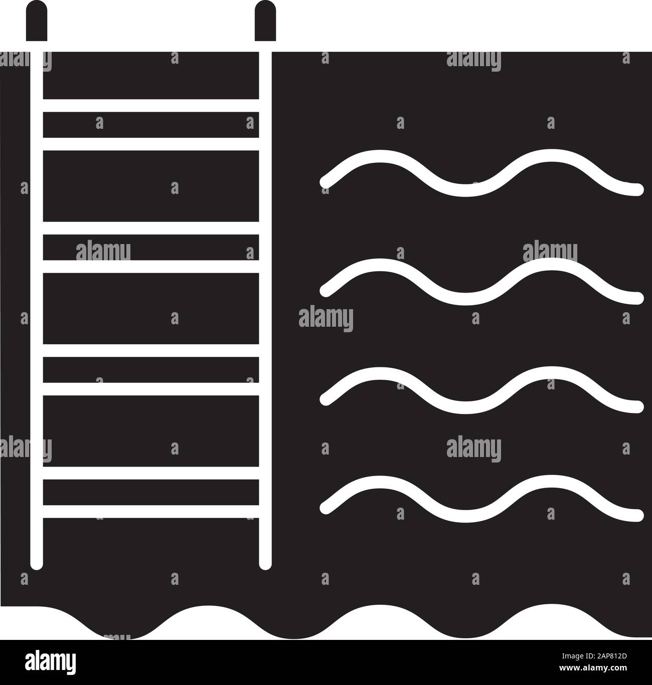 Swimming pool glyph icon. Water and ladder. Bathing. Aquapark. Auatic ...