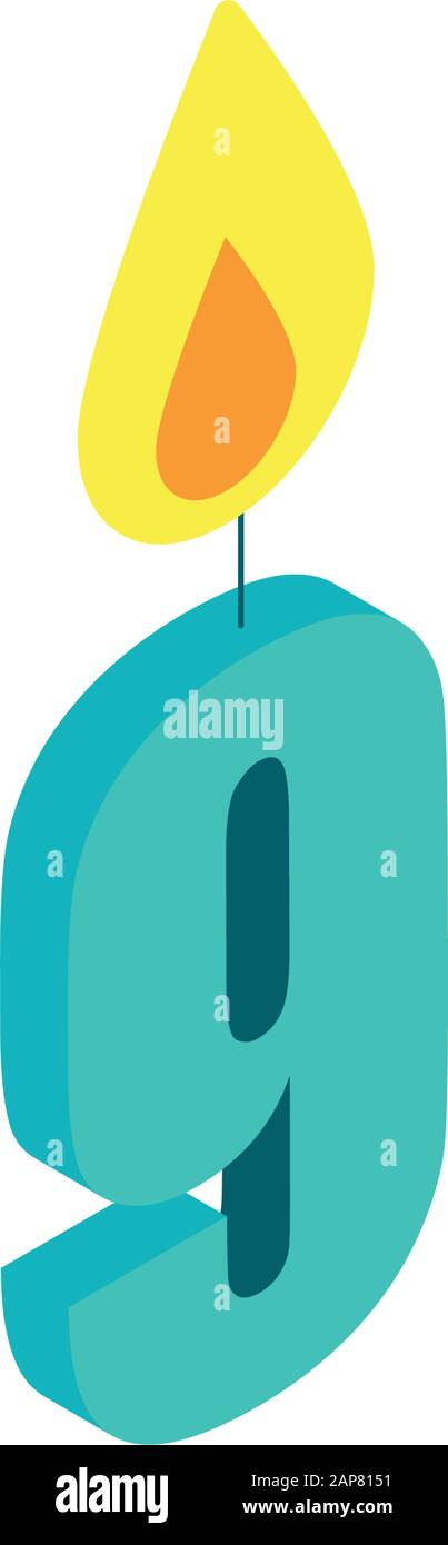 birthday celebration candle number nine Stock Vector Image & Art - Alamy