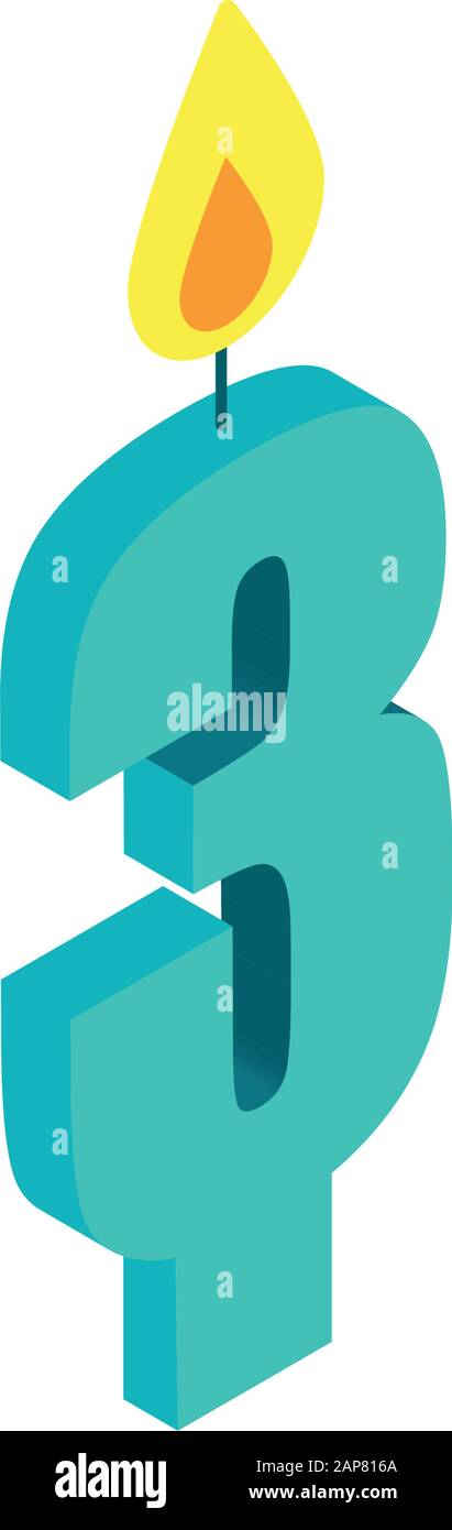 birthday celebration candle number three Stock Vector Image & Art - Alamy