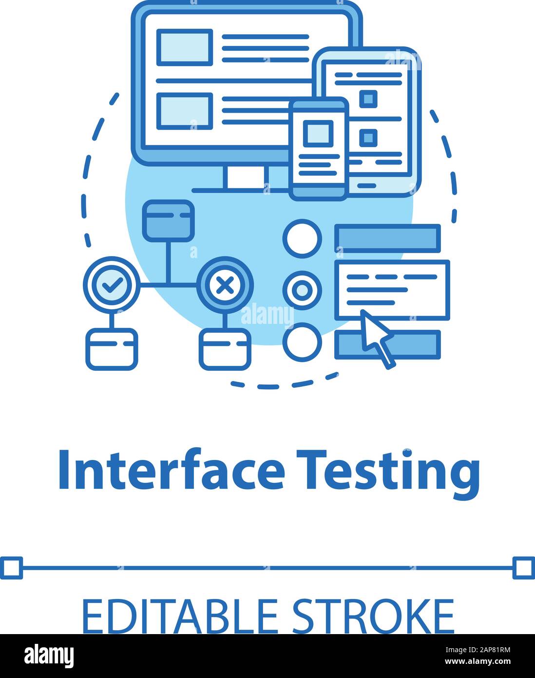 Interface testing turquoise concept icon. UX, UI check idea thin line ...