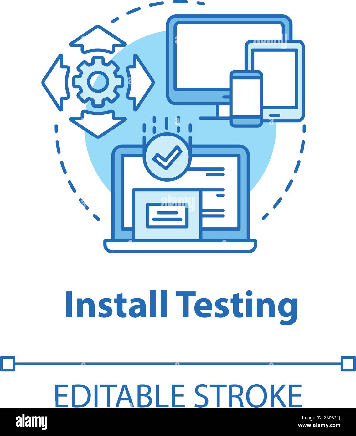 Install testing turquoise concept icon. Software programming stage idea ... Install testing turquoise concept icon. Software programming stage idea ...