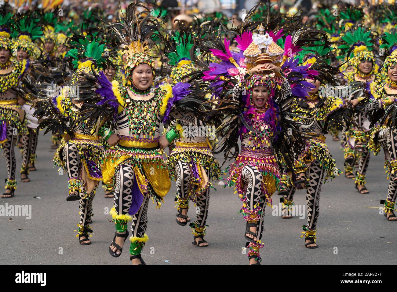 Cebu City,Philippines 19th January 2020.Street dancers taking part in the Sinulog Festival,Grand ...