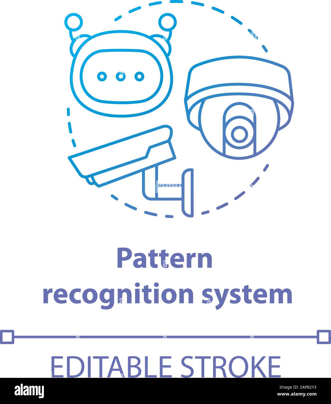 Pattern recognition system blue gradient concept icon. Robotic ...