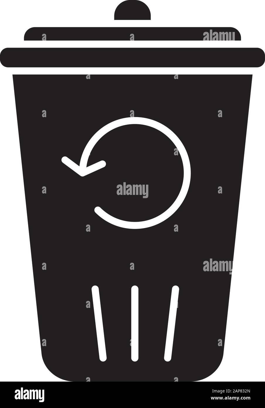 Recycling service glyph icon. Converting waste materials. Garbage reuse ...