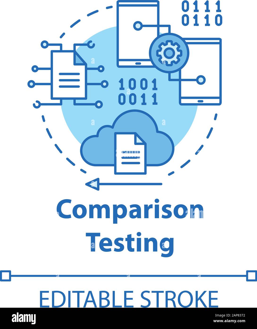Comparison testing turquoise concept icon. Software development stage ...
