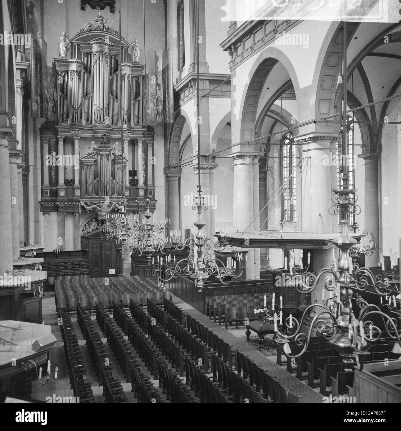 Amsterdam. Interior of the Westerkerk with the large organ Date: 2 ...