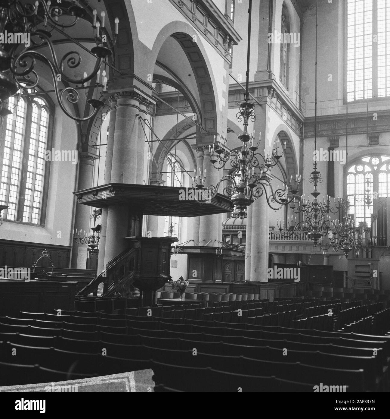 Amsterdam. Interior of the Westerkerk with pulpit Date: 2 September ...