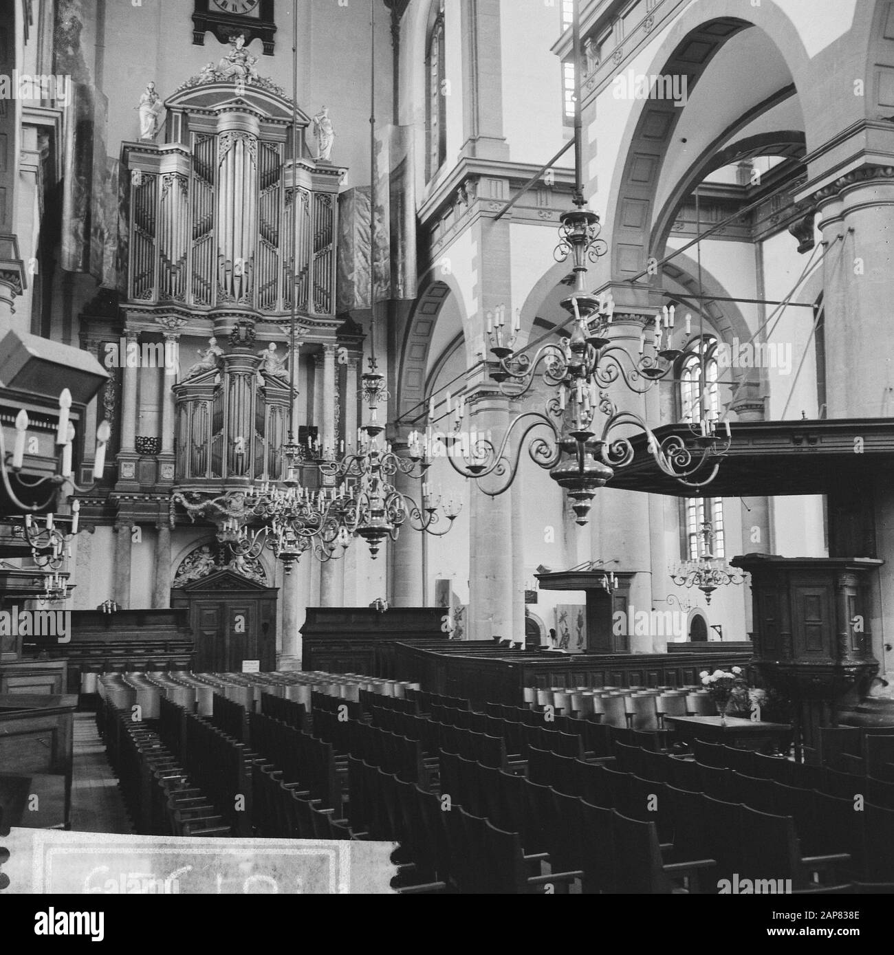 Amsterdam. Interior of the Westerkerk with the large organ and the ...