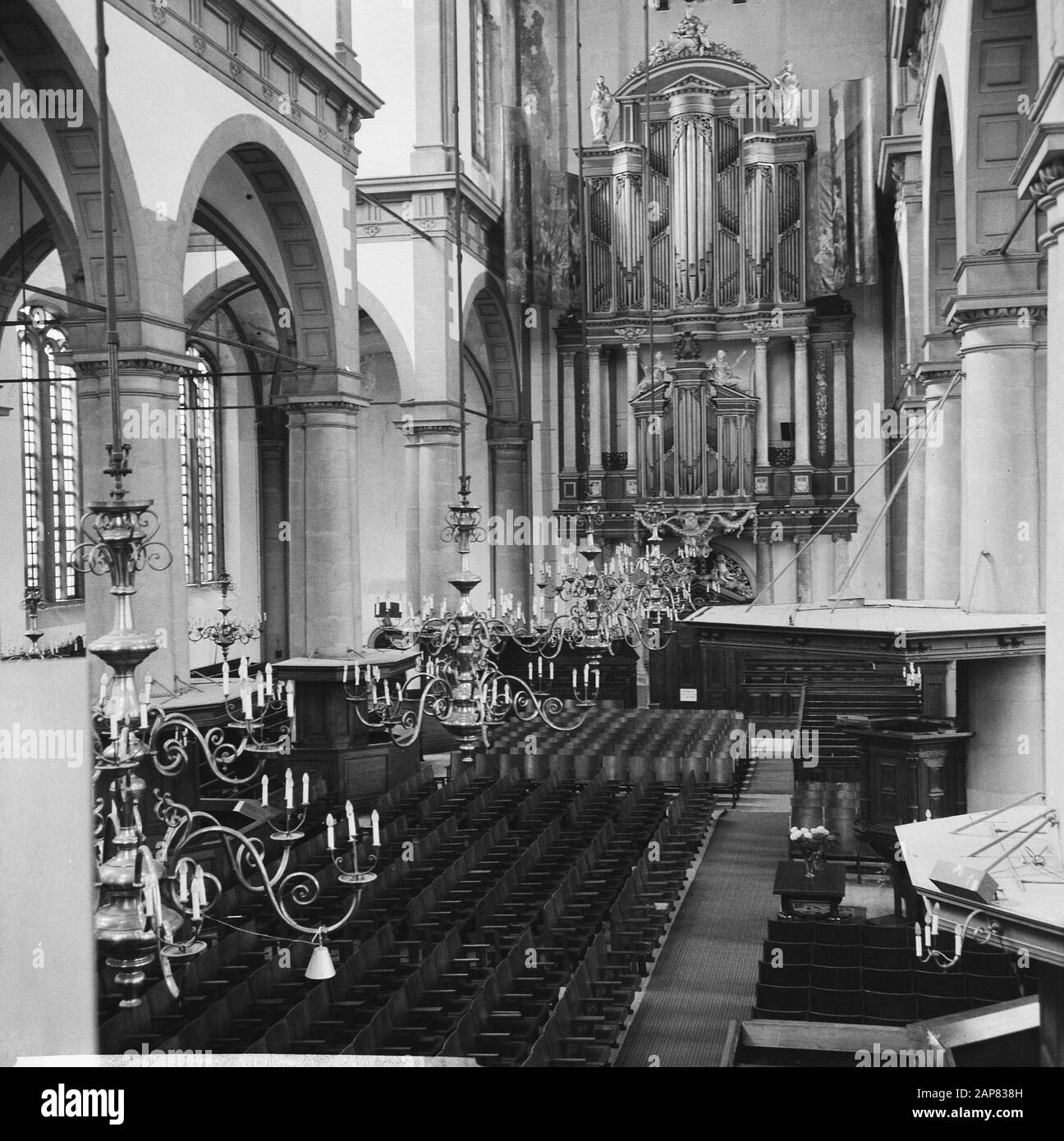 Amsterdam. Interior of the Westerkerk with the large organ and the ...