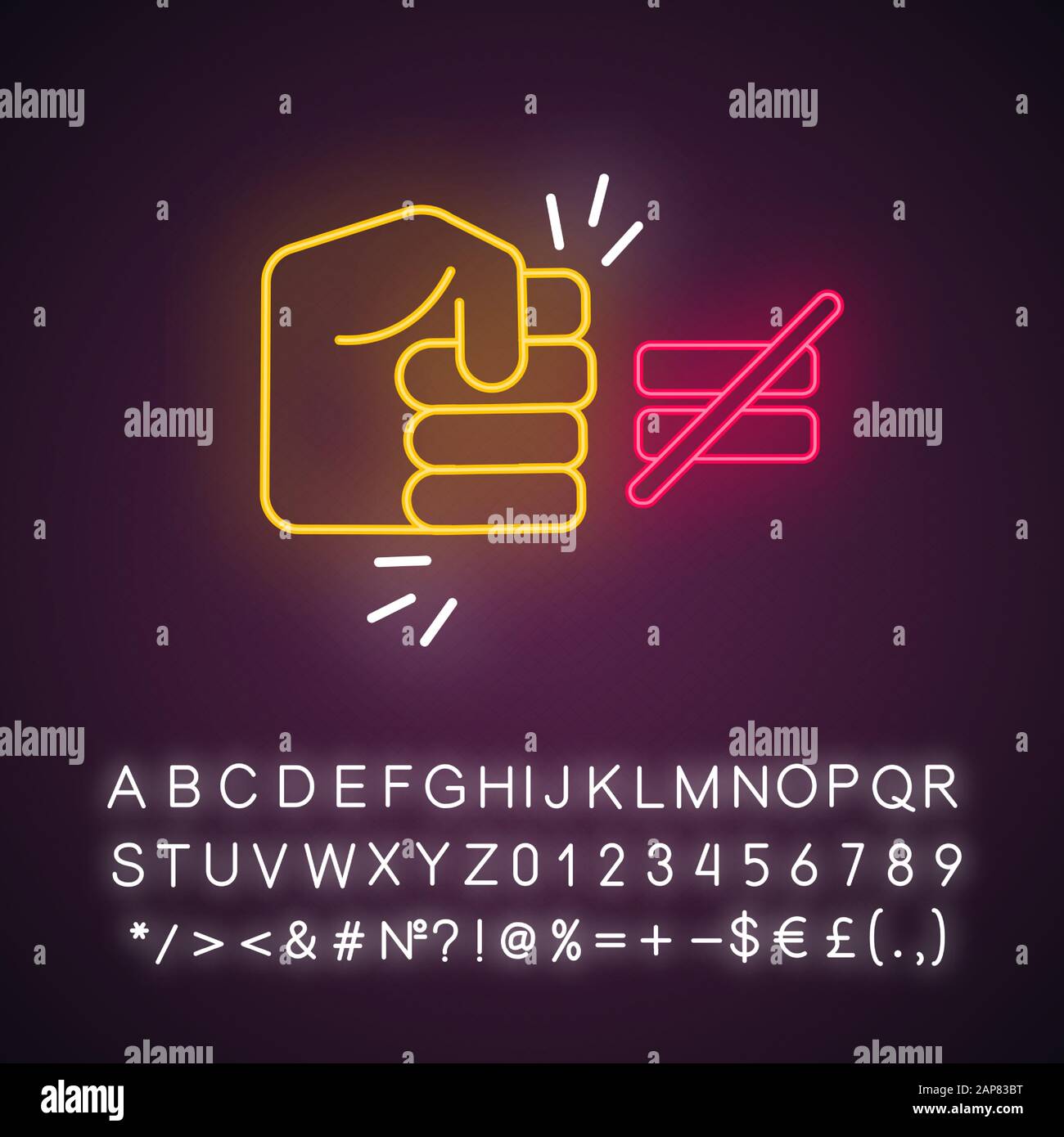 Fight ineaquality neon light icon. Stop abuse, harassment, bullying ...