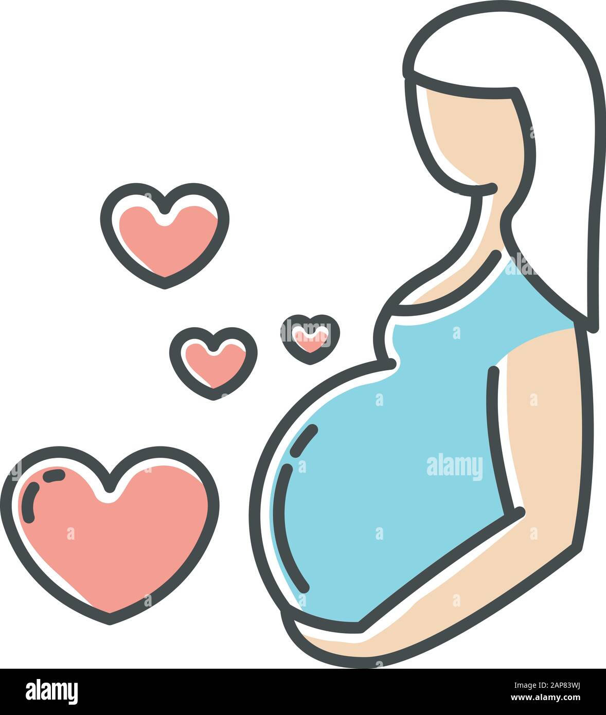 Pregnancy care color icon. Prenatal period. Motherhood, parenthood ...