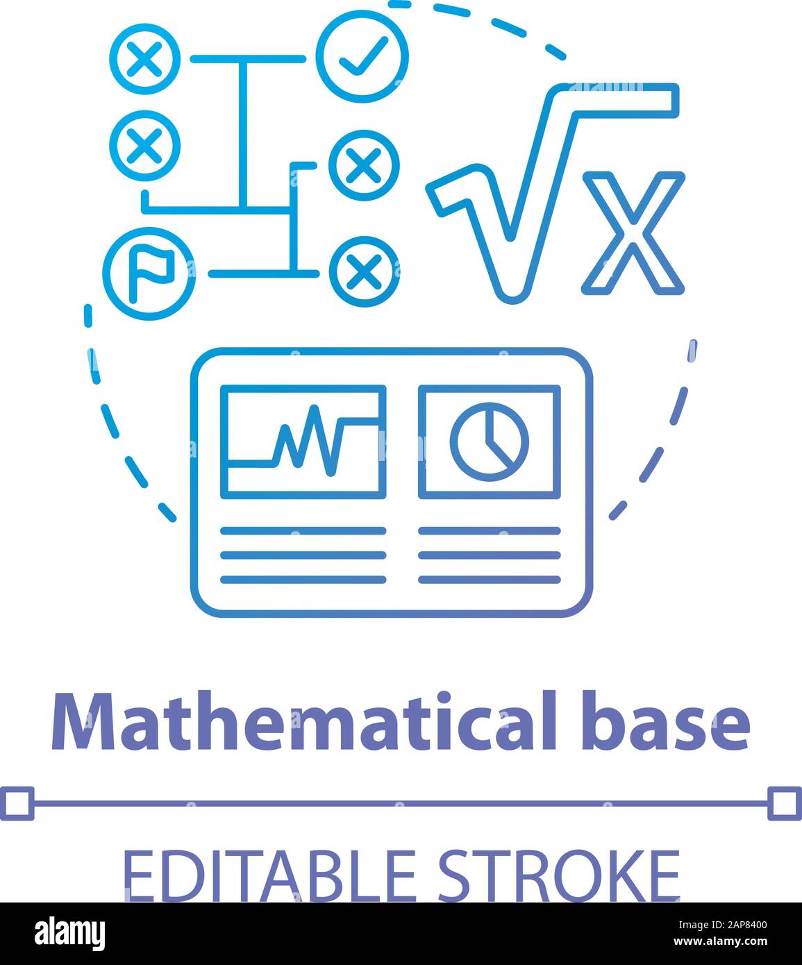 Mathematical base blue gradient concept icon. Calculations idea thin ... Mathematical base blue gradient concept icon. Calculations idea thin ...