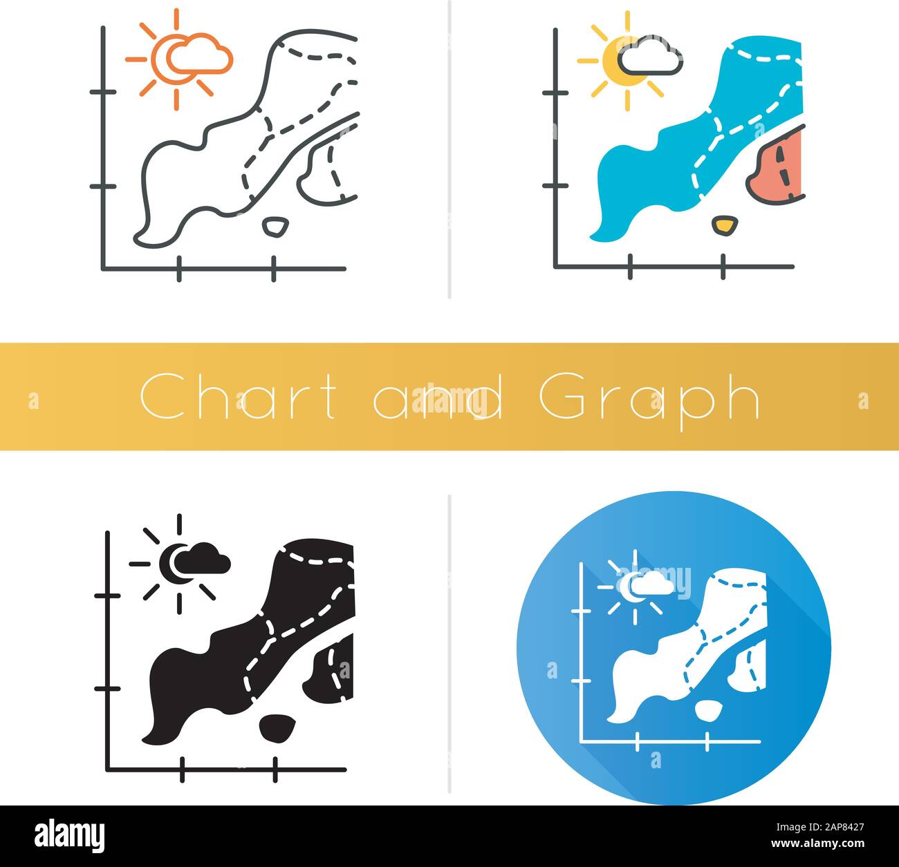Temperature map icon. Weather forecast. Information graph, data chart ...
