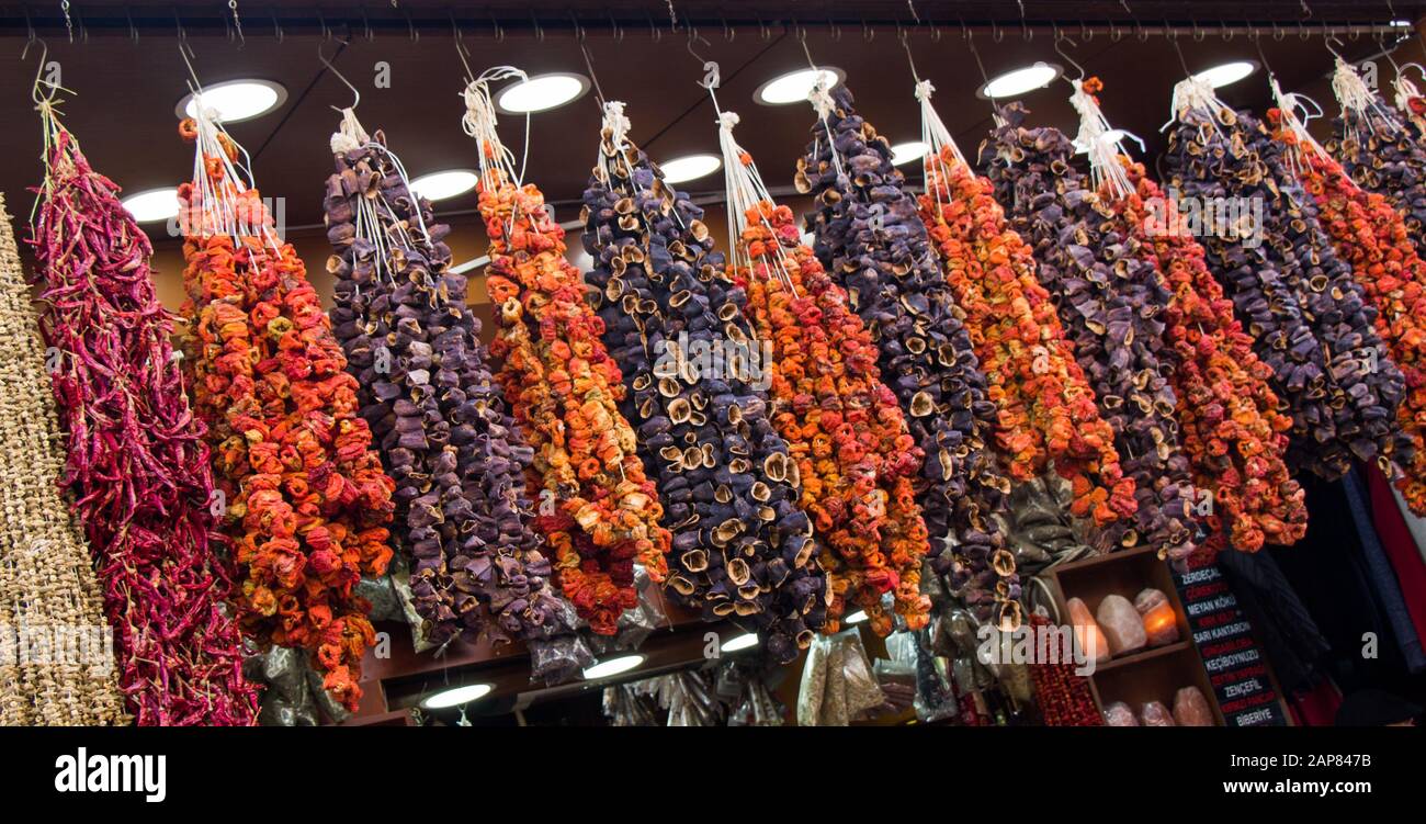 Bundles of dry vegetables dried in the sun Stock Photo - Alamy