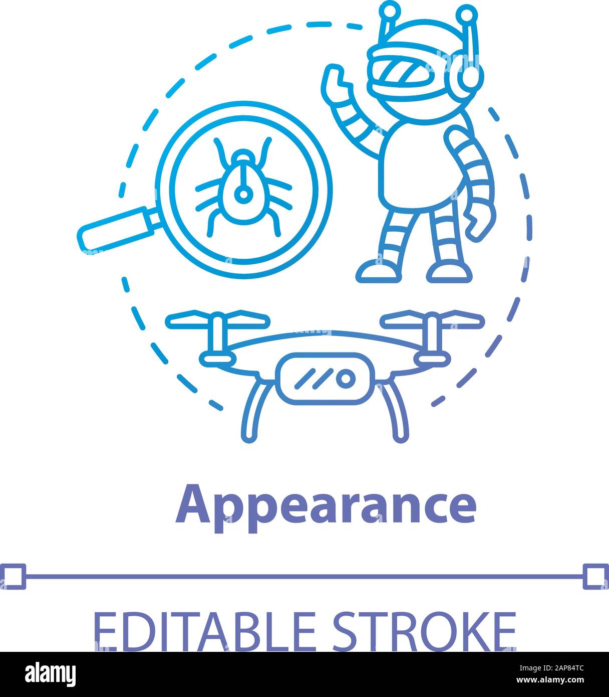Appearance blue gradient concept icon. Robots and electronic devices ...