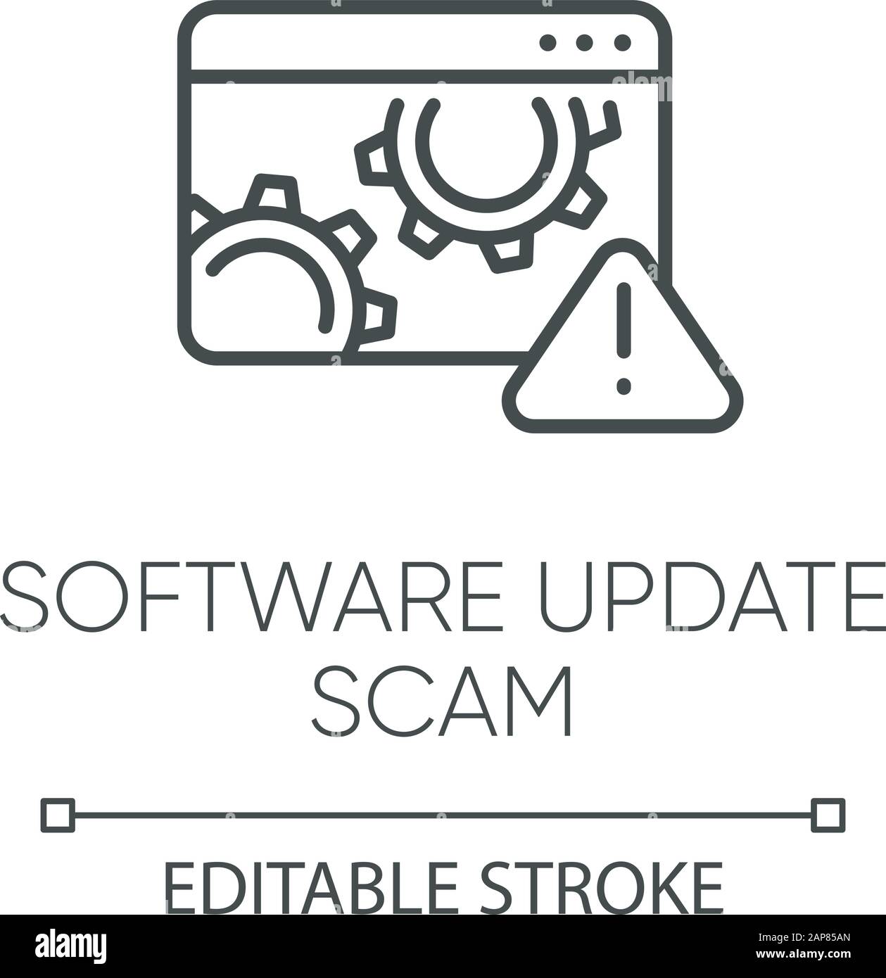 Software update scam linear icon. Fake system, program upgrade. Malware ...