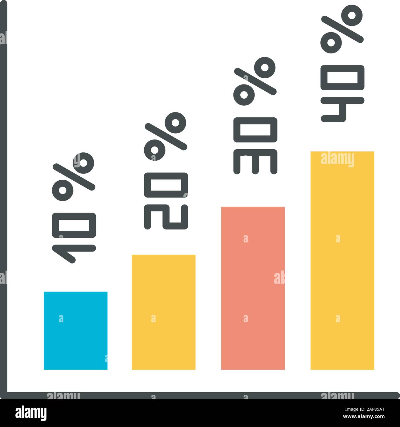 Vertical histogram color icon. Increasing interest rate segment bars ...