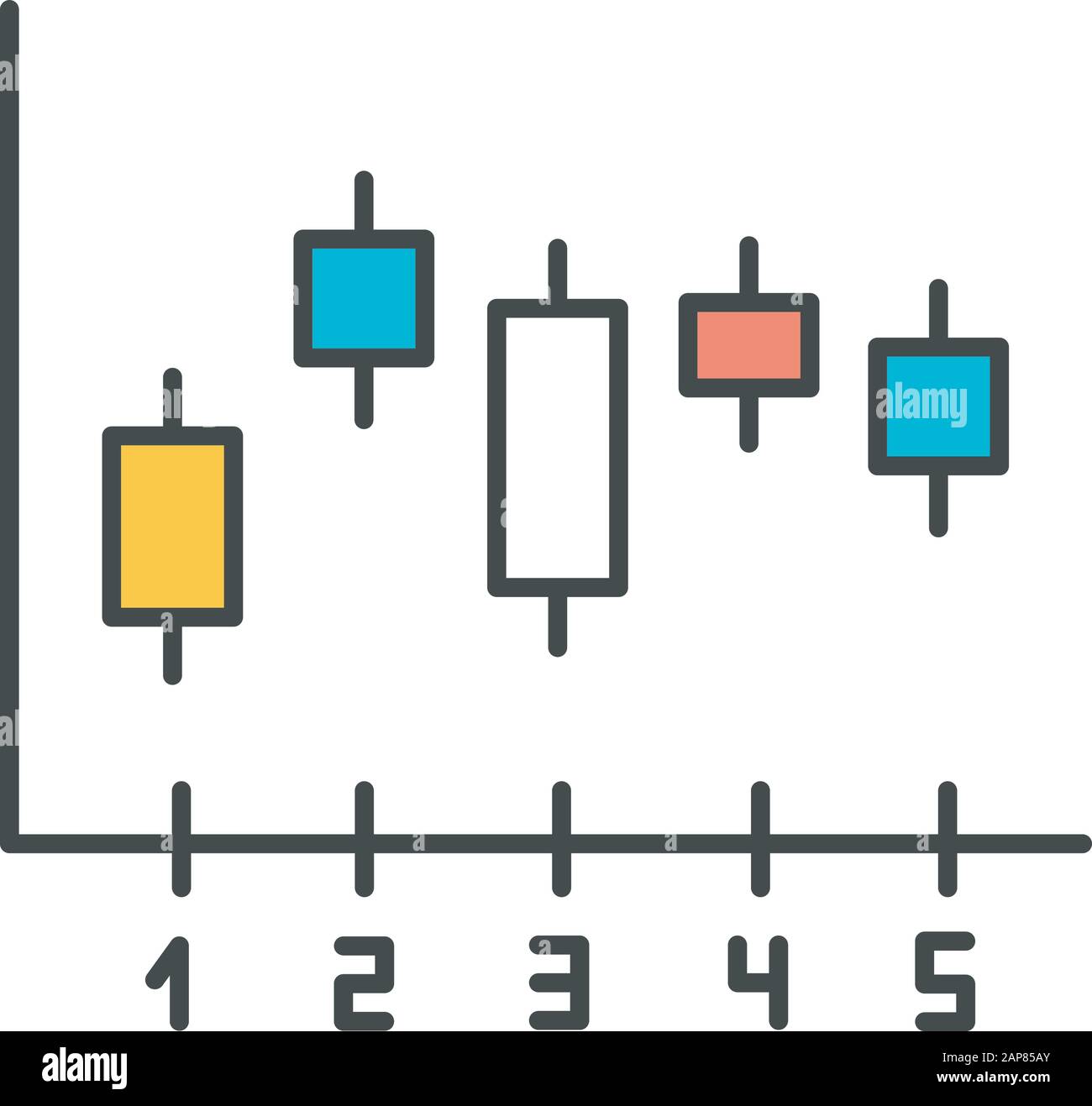Candlestick chart color icon. Box plot graph. Business diagram. Finance ...