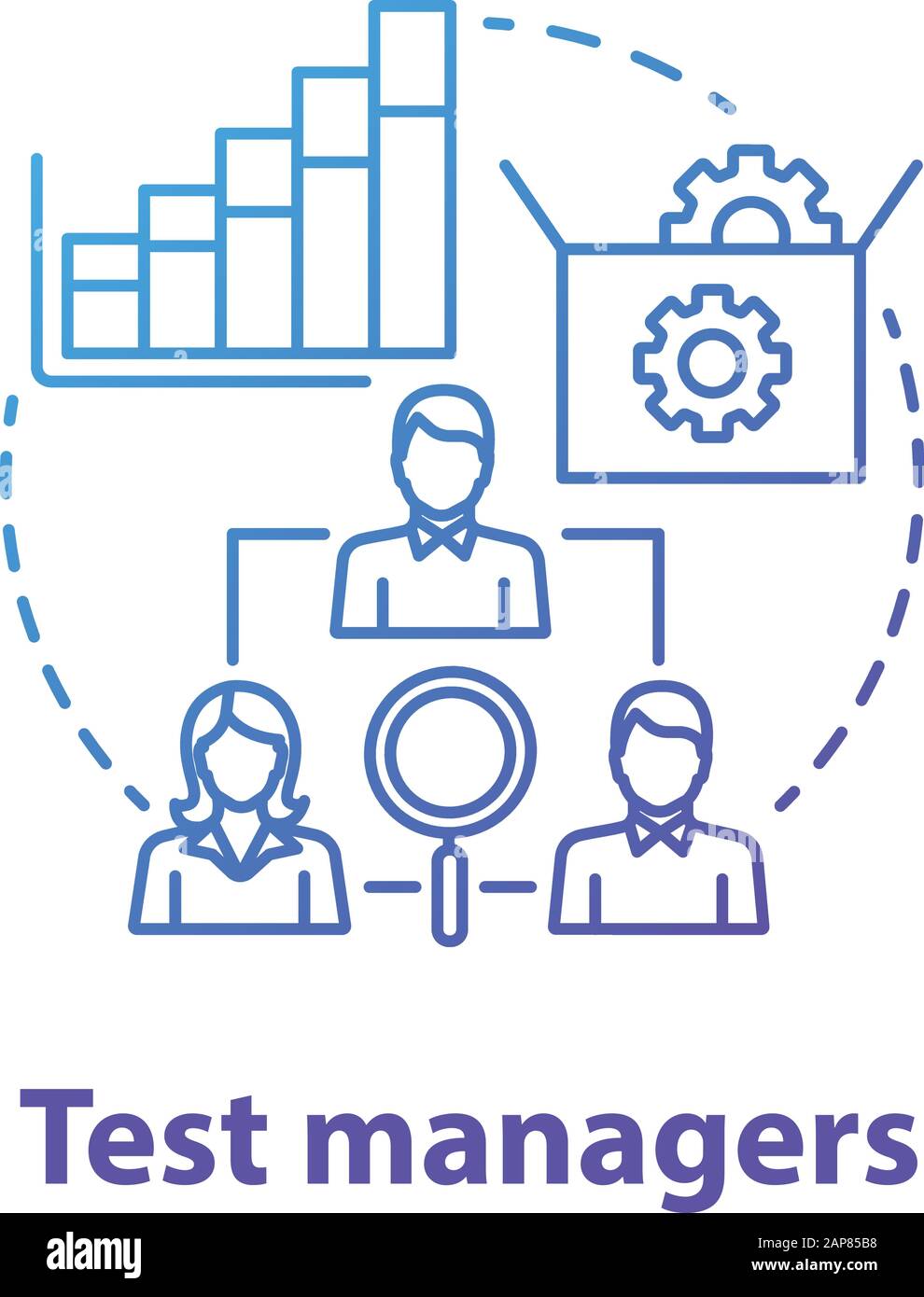 Test managers concept icon. Software development idea thin line ...