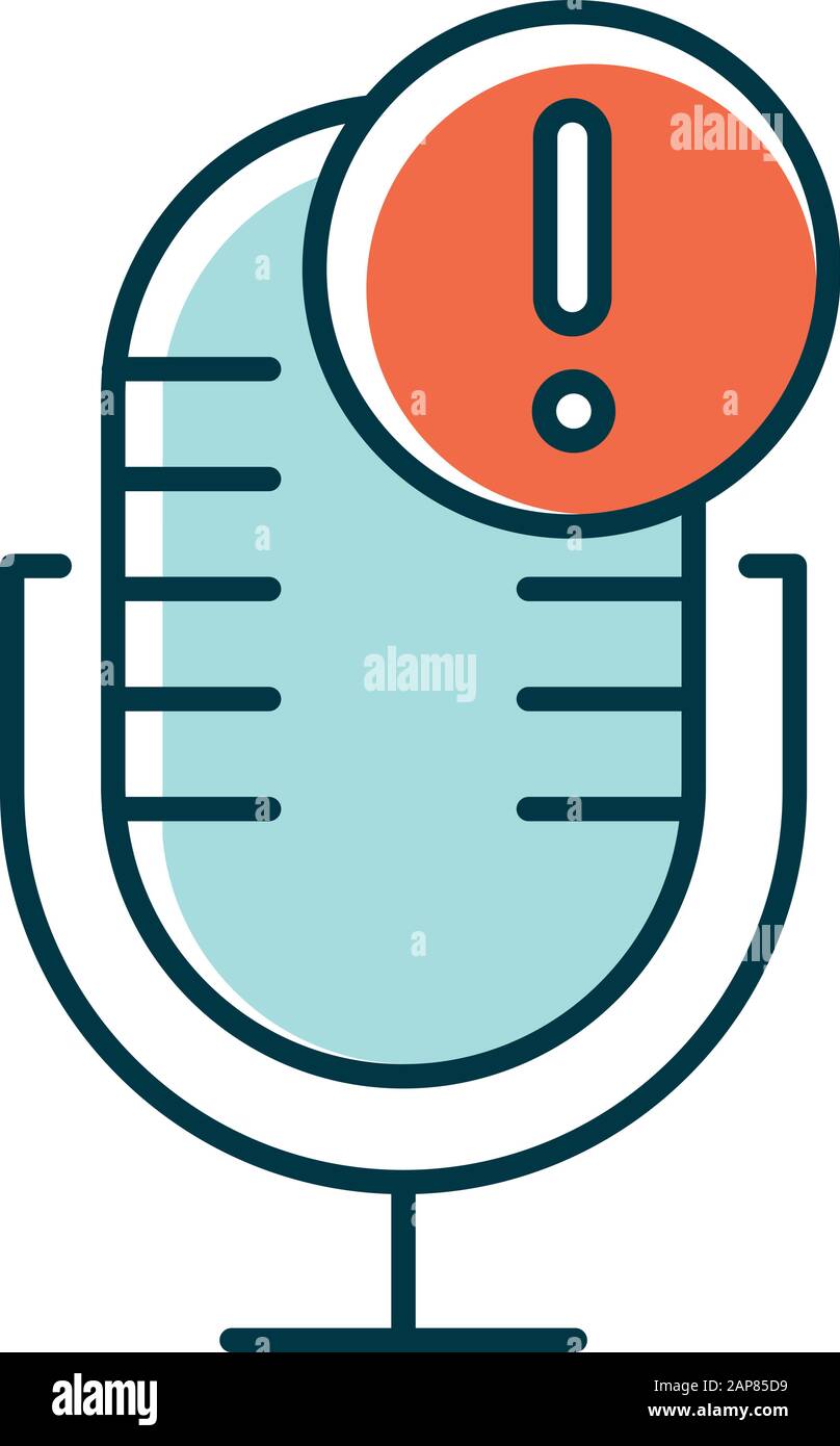 Blue microphone technical error color icon. Sound recorder connection ...