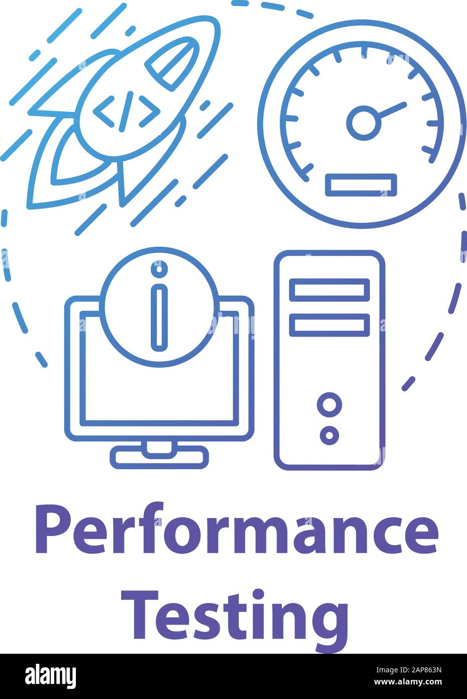 Perfomance testing concept icon. Software development idea thin line ...