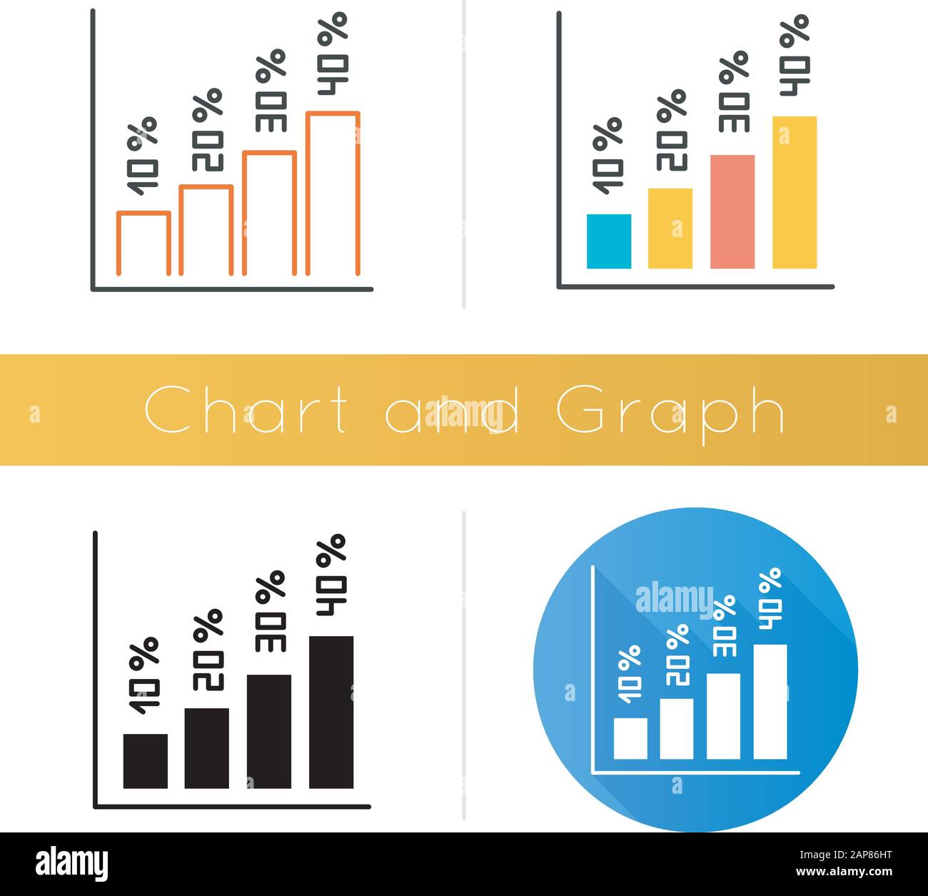 Vertical histogram icon. Increasing interest rate segment bars. Graph ...