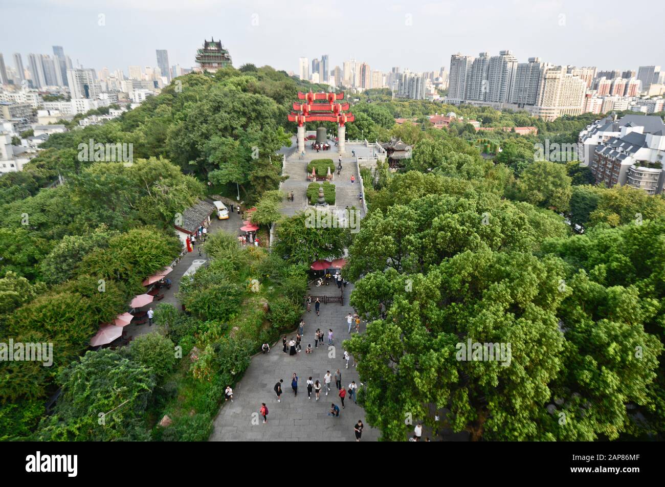 Yellow Crane Tower: panoramic view to the east Wuhan and the Millennium ...