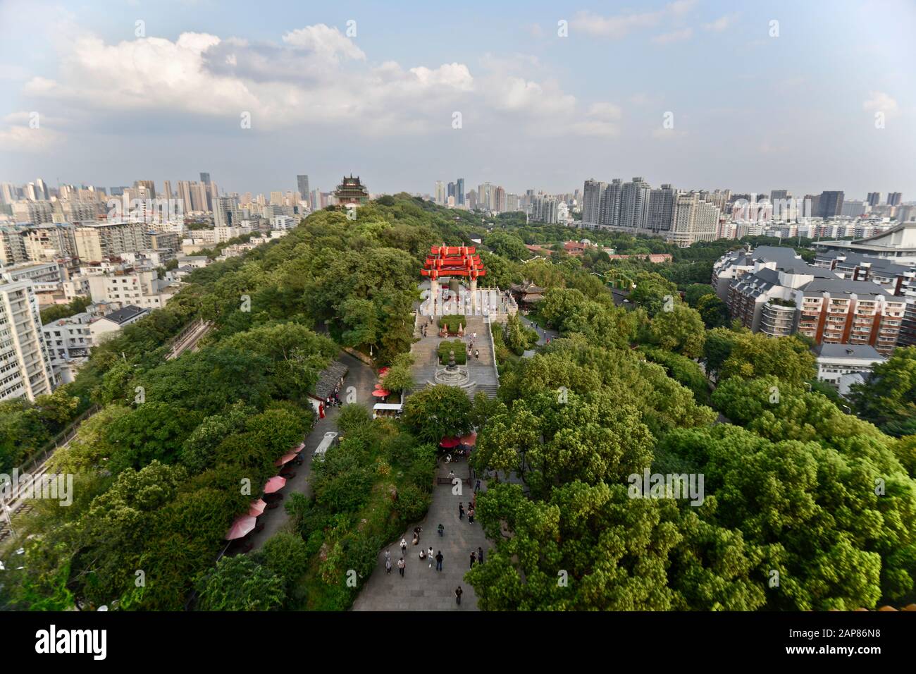 Yellow Crane Tower: panoramic view to the east Wuhan and the Millennium ...