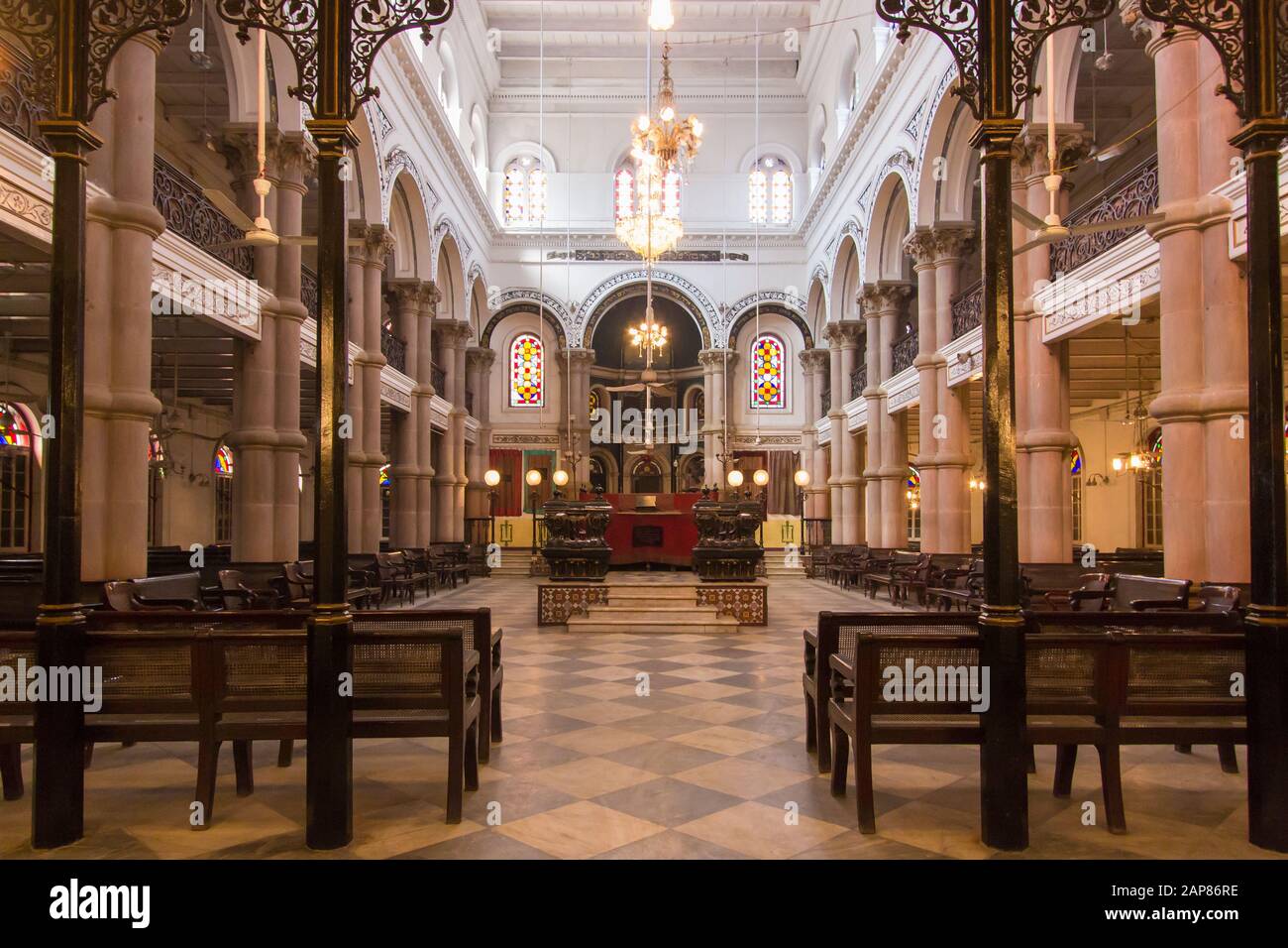 View of the grand main interior prayer area of the old Maghen David ...