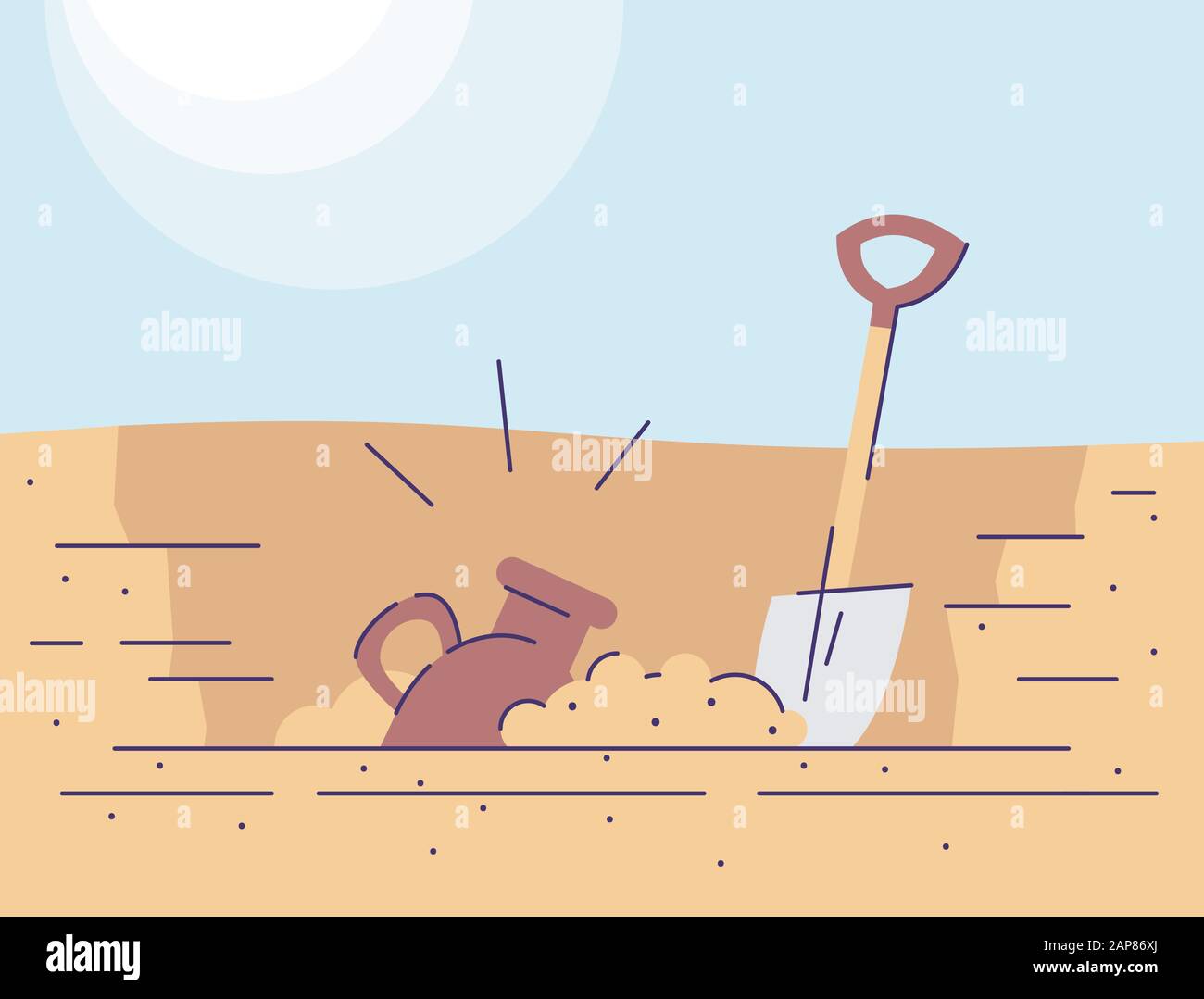 Archaeological excavations flat vector illustration. Old civilization ...