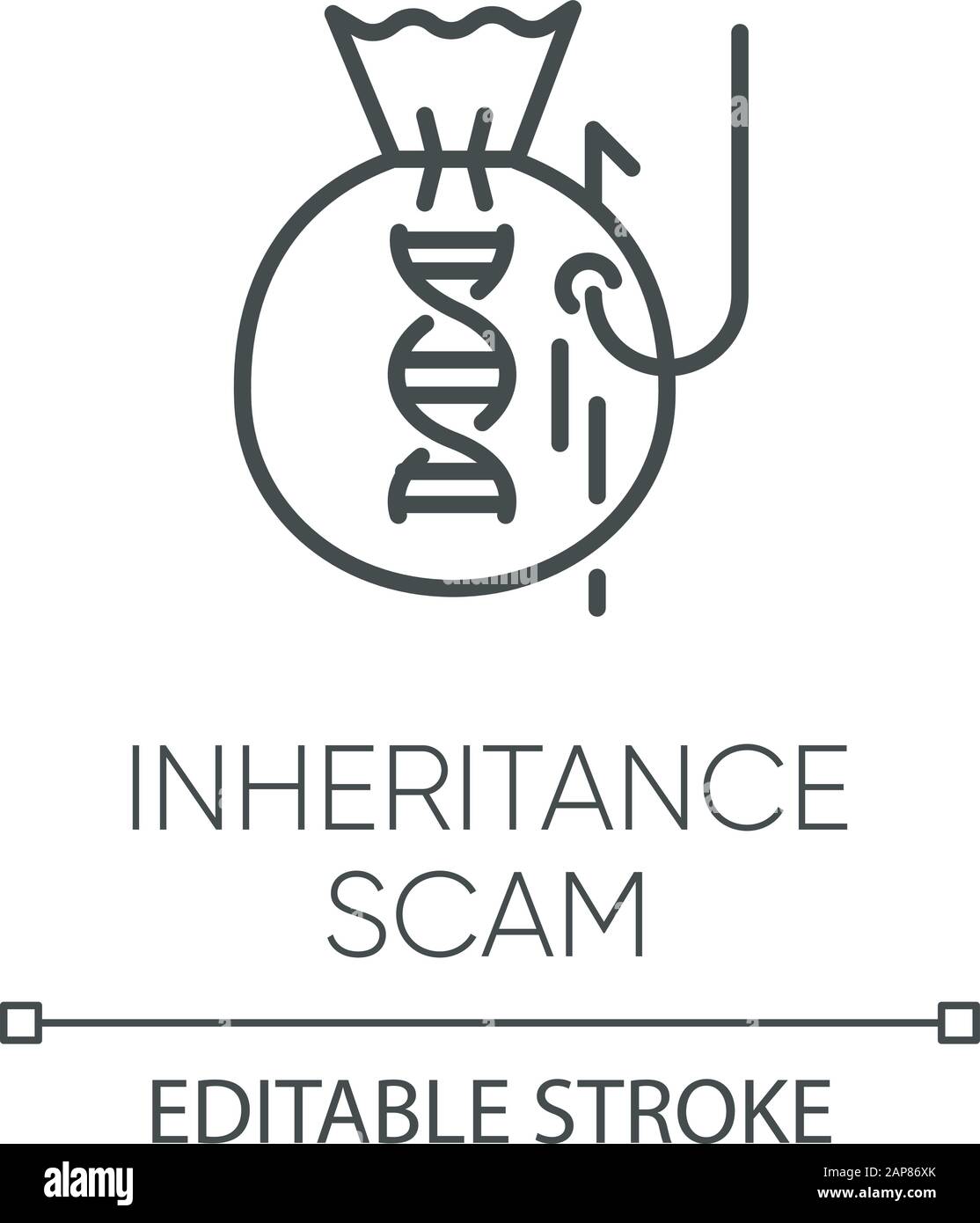 Inheritance scam linear icon. Fake benefactor. Distant relative trick ...