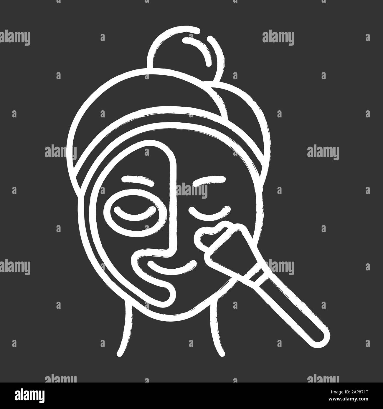 Applying thermal mask chalk icon. Skin care procedure. Facial beauty ...
