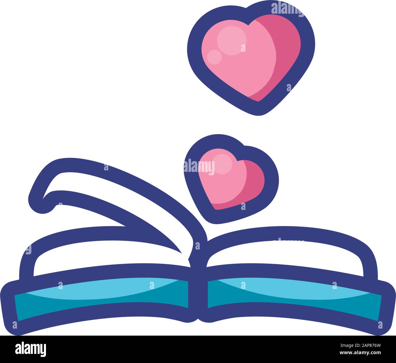Hearts and open book design of love passion romantic valentines day ...