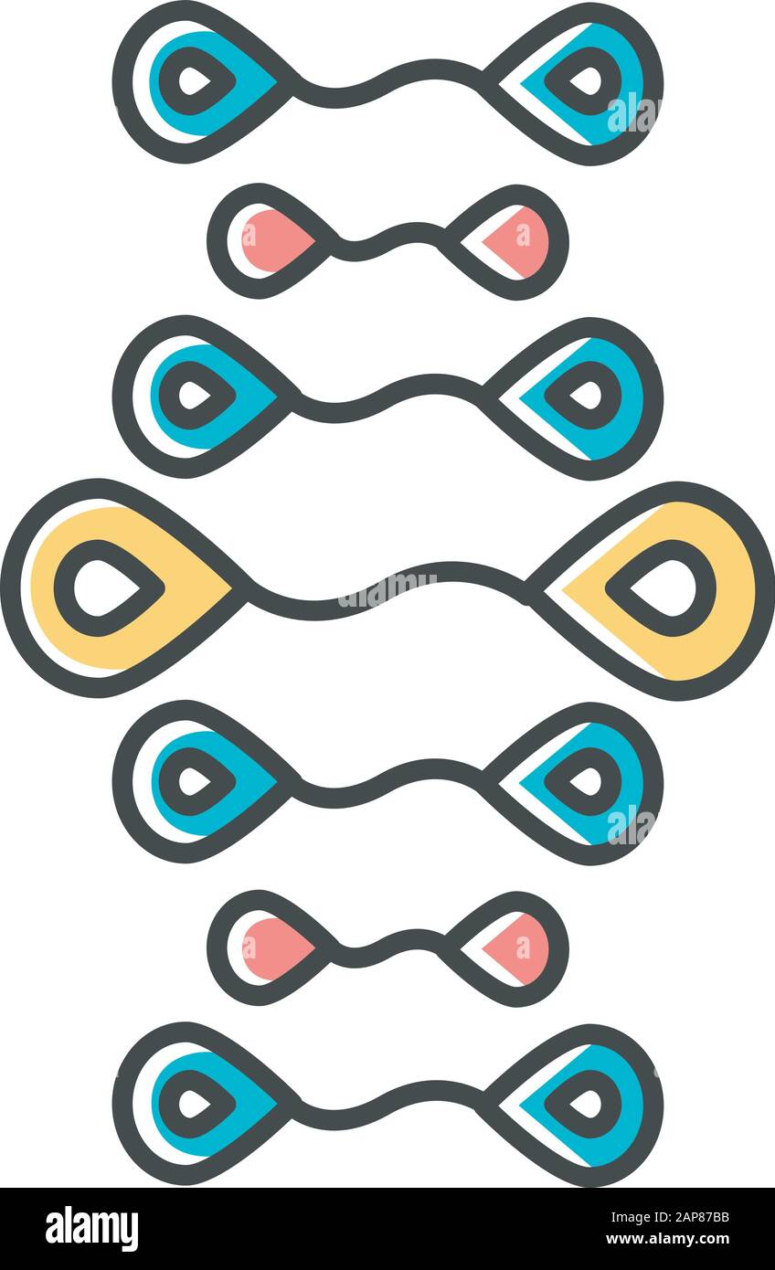 DNA strands color icon. Deoxyribonucleic, nucleic acid helix. Spiraling ...