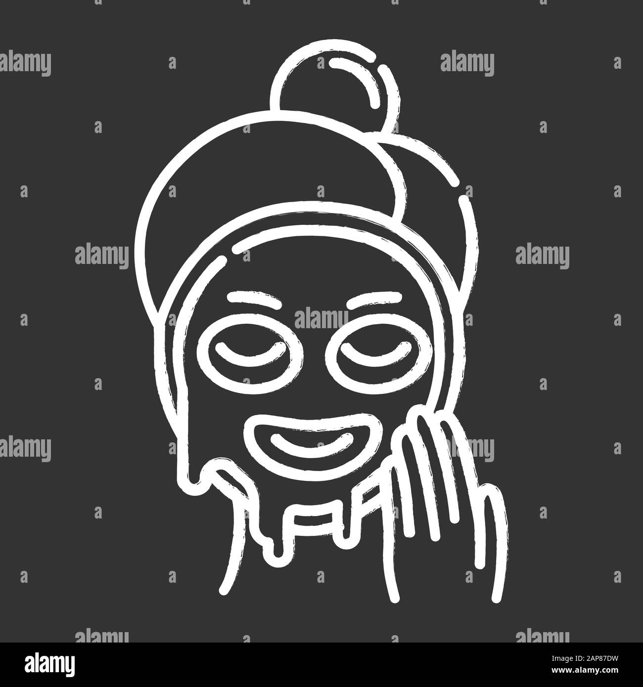 Applying liquid mask chalk icon. Skin care procedure. Facial beauty ...