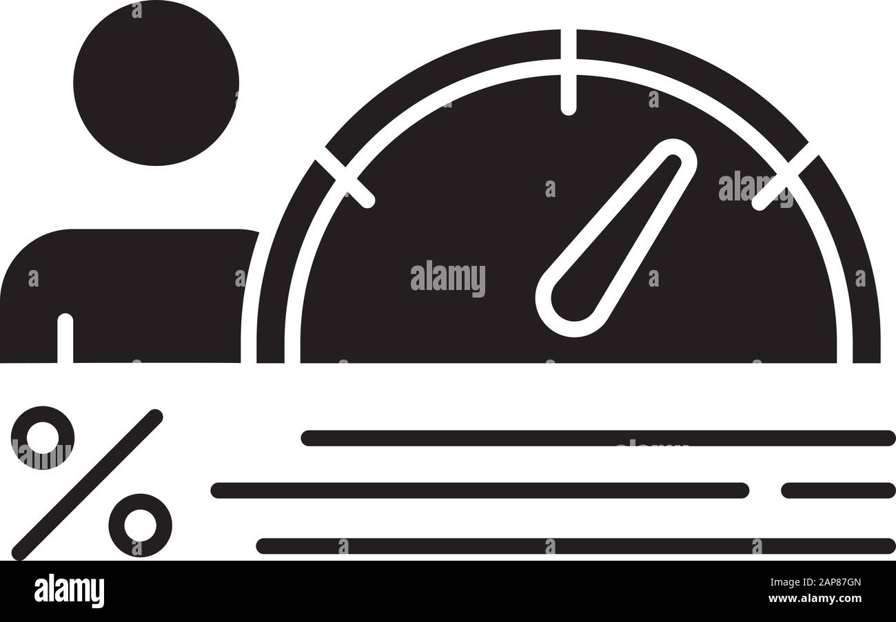 Credit score glyph icon. Increasing personal interest rate diagram ...