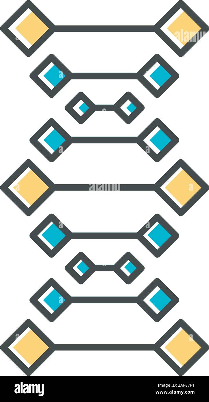 DNA chains color icon. Deoxyribonucleic, nucleic acid helix. Spiraling ...