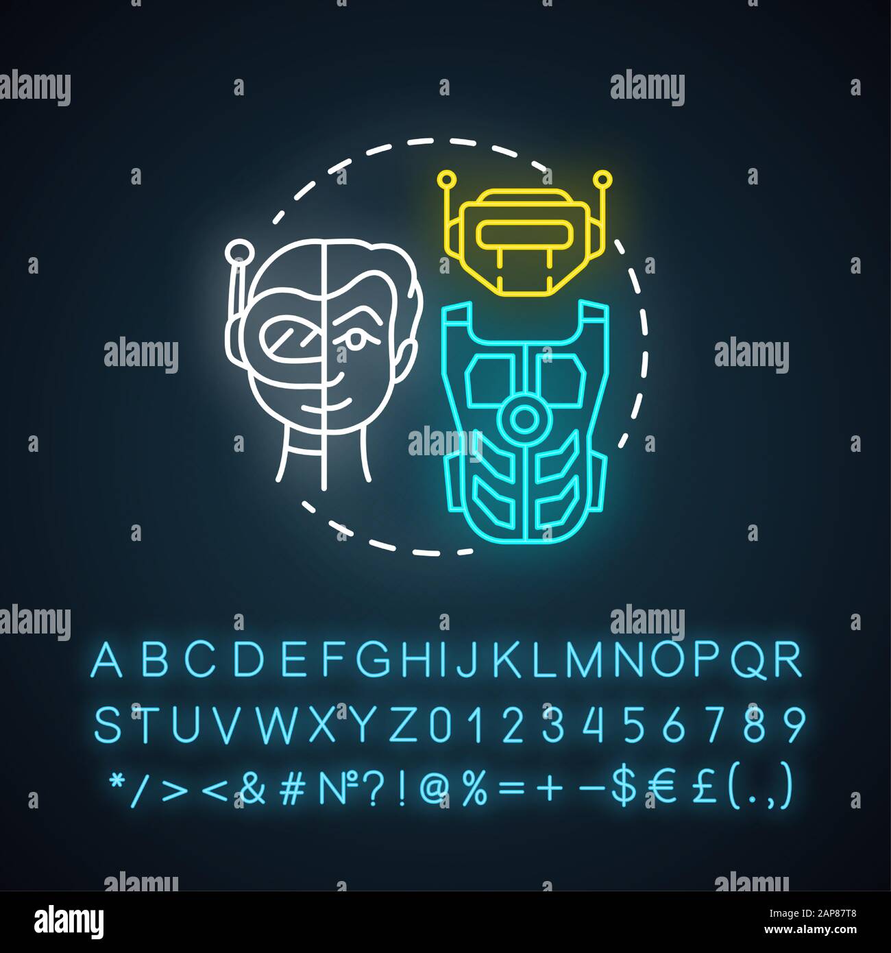 Battle robotics neon light concept icon. Transformers idea. Types of ...